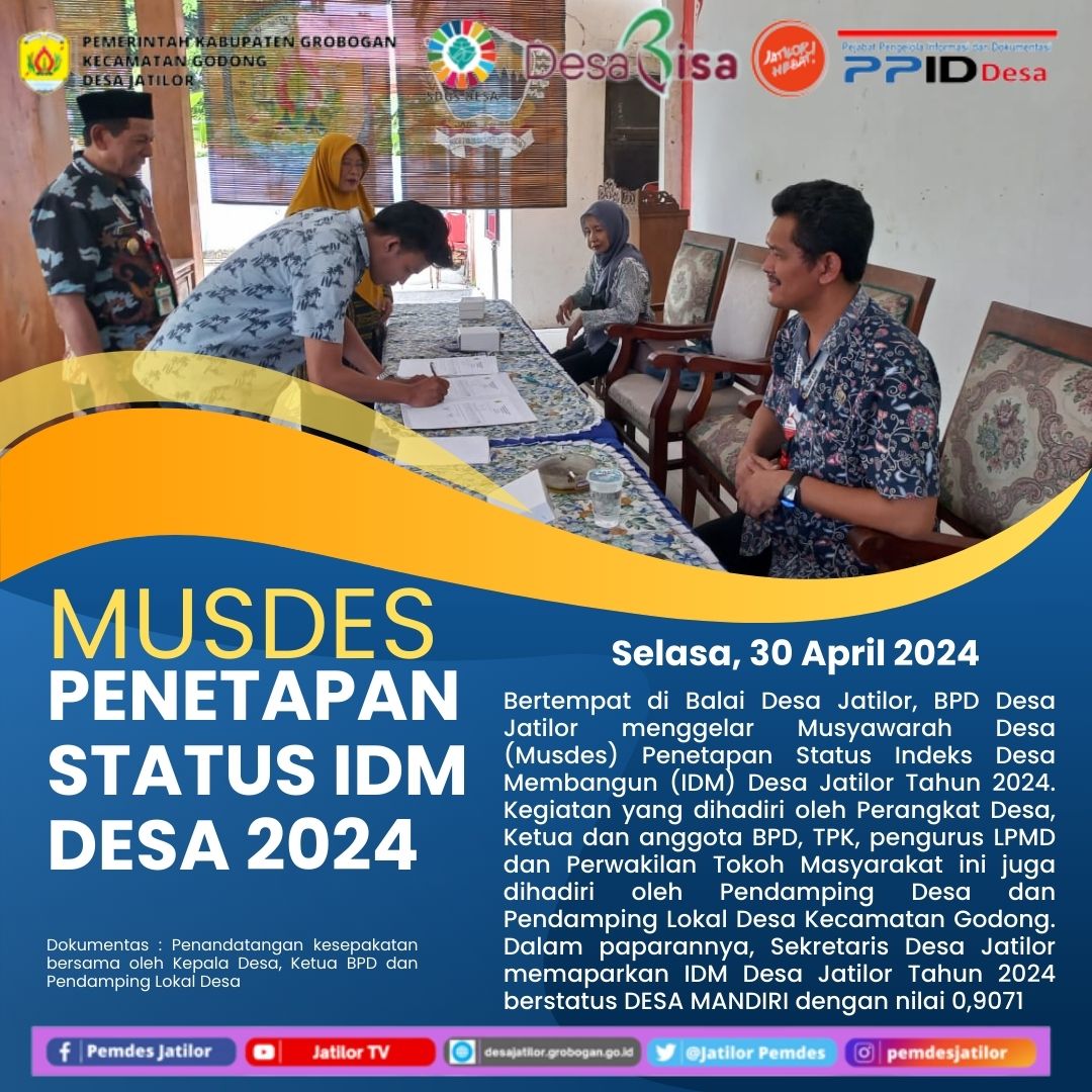 Musyawarah Desa Penetapan Status Indeks Desa Membangun (IDM) Desa Jatilor Tahun 2024 - Desa ...